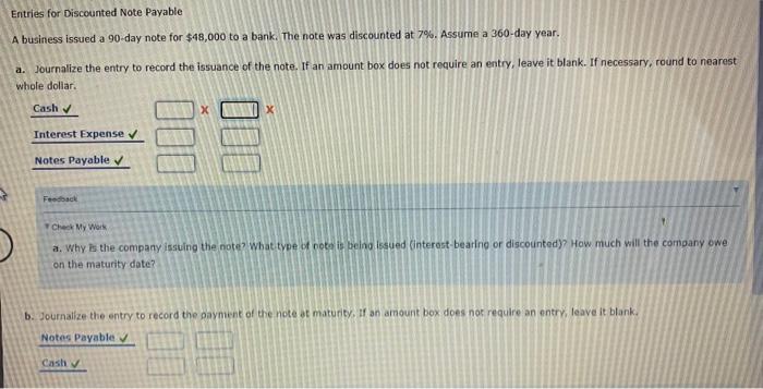 Solved Entries for Discounted Note Payable A business issued | Chegg.com
