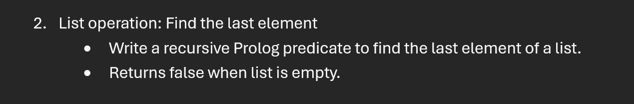 Solved 2. ﻿List operation: Find the last element - ﻿Write a | Chegg.com