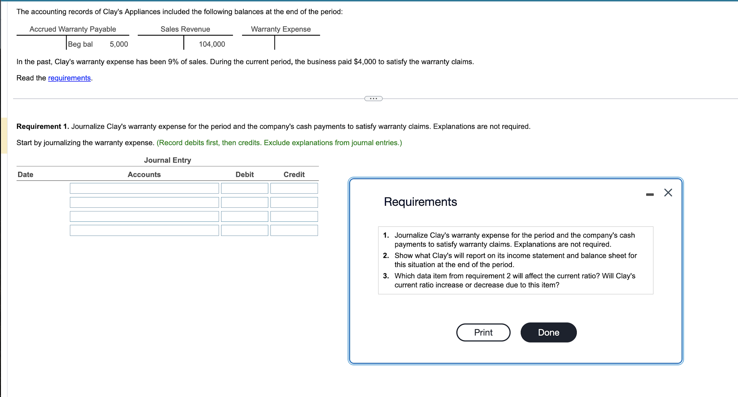 Solved The accounting records of Clay's Appliances included | Chegg.com