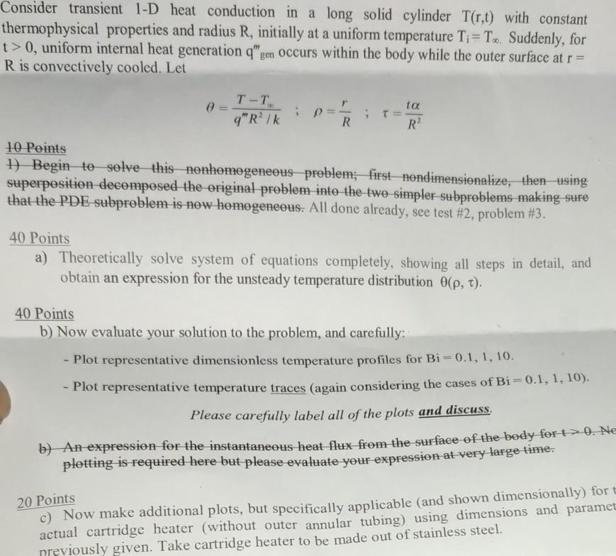 (non homogeneous heat conduction in cylindrical | Chegg.com