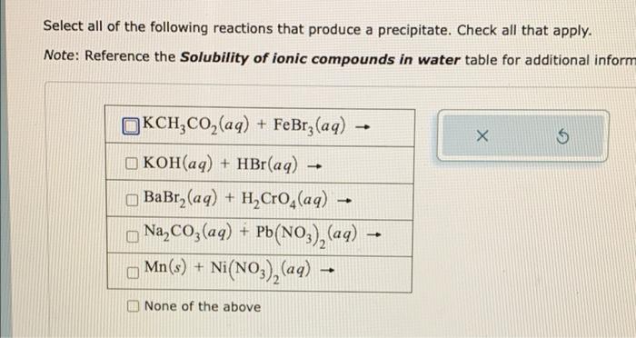 Select all of the following reactions that produce a | Chegg.com