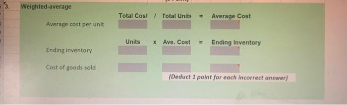 Solved 1. FIFO inventory Method: (Deduct 1 point for each | Chegg.com