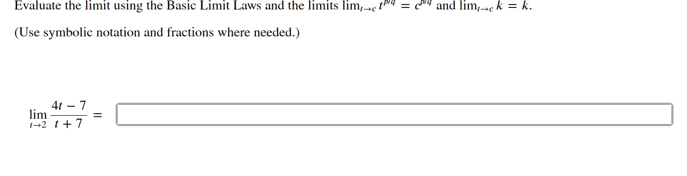 Solved Evaluate the limit using the Basic Limit Laws and the | Chegg.com
