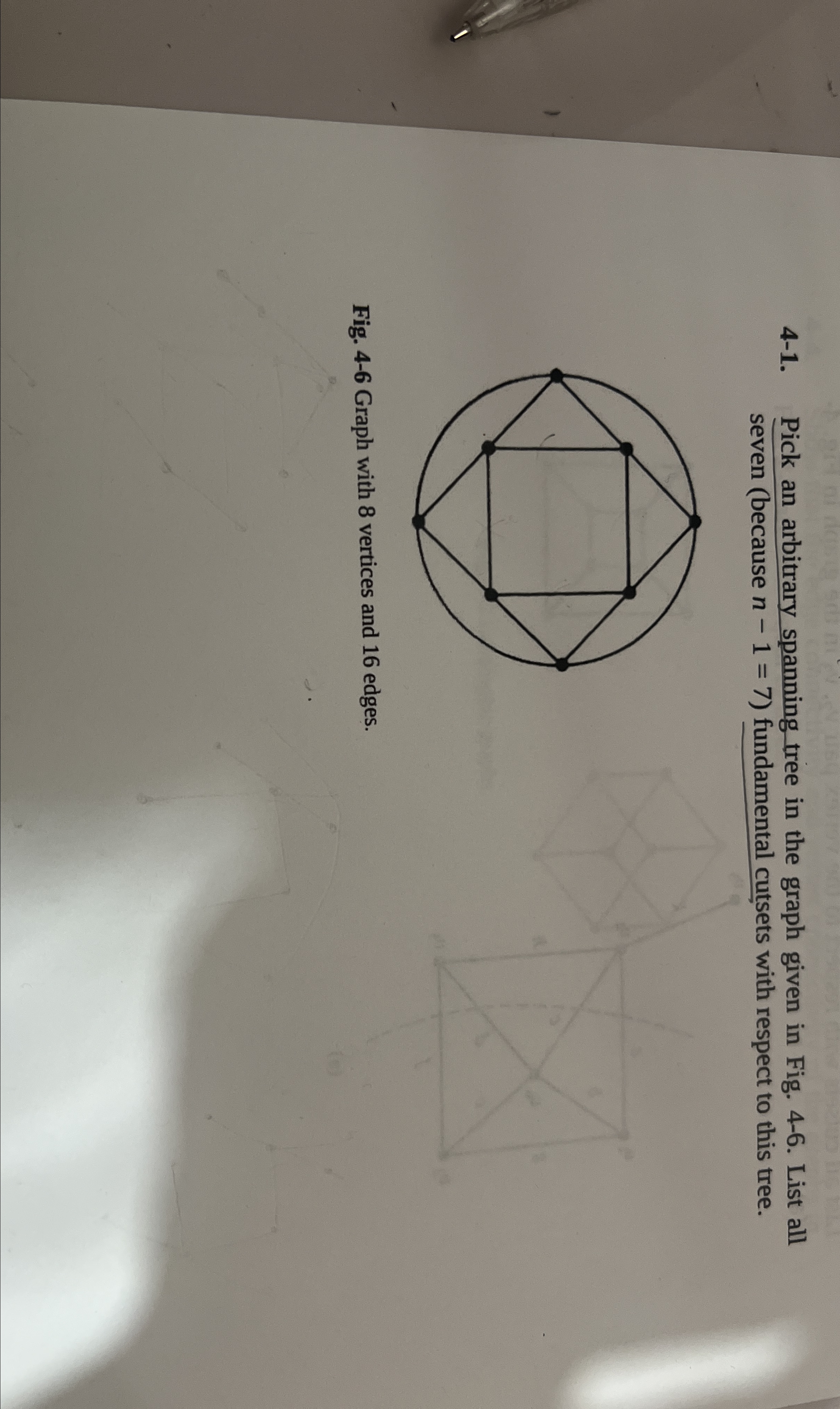 Solved 4-1. , ﻿Pick an arbitrary spanning tree in the graph | Chegg.com