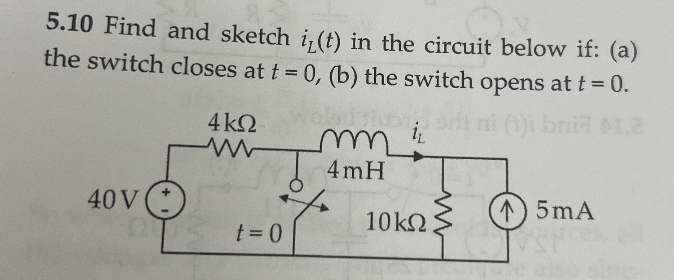 Solved 5.10 ﻿Find and sketch iL(t) ﻿in the circuit below if: | Chegg.com