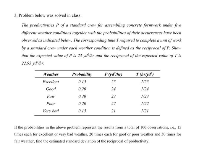 Solved 3. Problem below was solved in class: The | Chegg.com