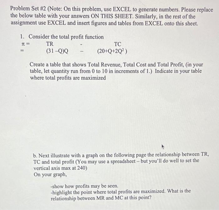 Solved Problem Set \#2 (Note: On this problem, use EXCEL to | Chegg.com