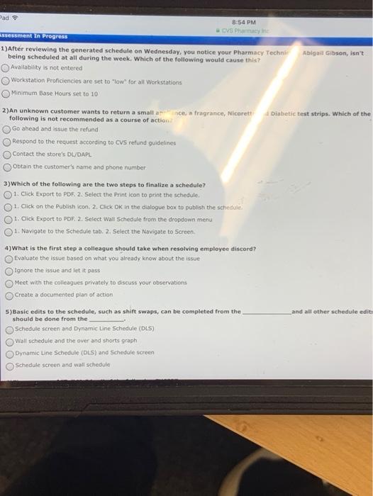 Solved Pad 8:54 PM CVS Phy Assessment In Progress 1)After | Chegg.com