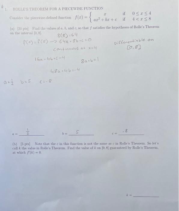 Solved (a) |20 pts| Find the values of a,b, and c, so that f | Chegg.com