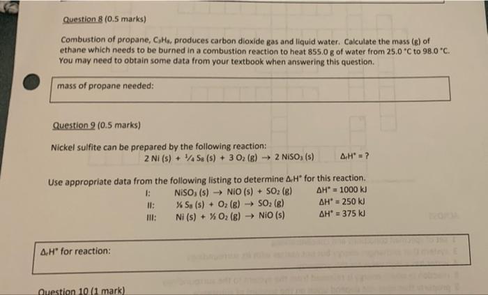 Question 2 (0.5 marks) Hydrogen gas, Hs, and oxygen | Chegg.com