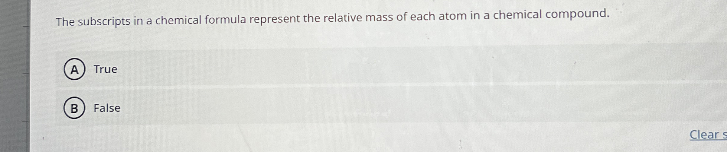 Solved The subscripts in a chemical formula represent the | Chegg.com
