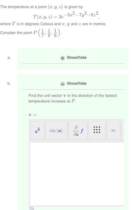 Solved The temperature at a point (x,y,z) is given by | Chegg.com