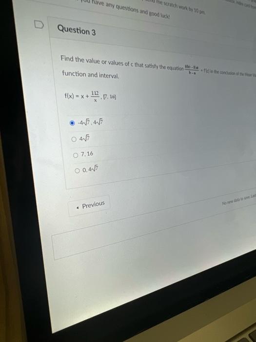Solved function and interval. f(x)=x+x112,[7,16] −47,47 47 | Chegg.com