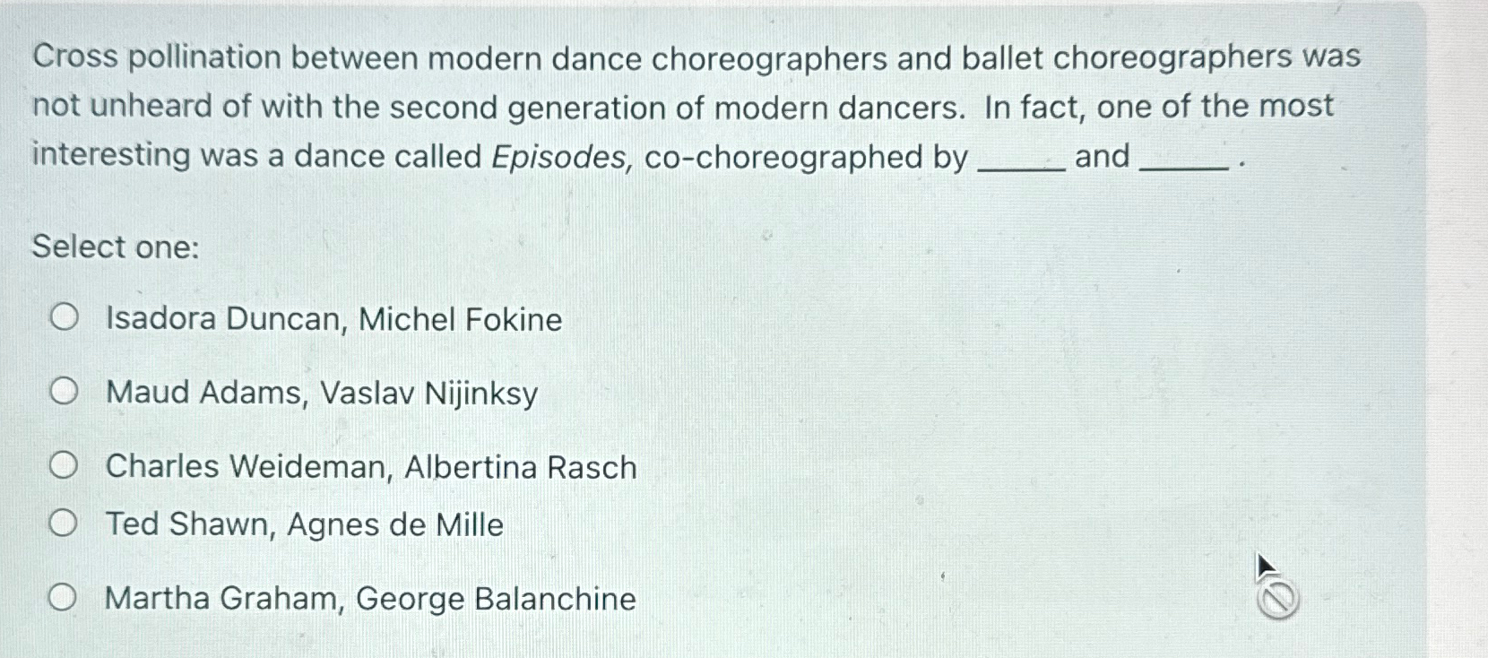 Solved Cross pollination between modern dance choreographers | Chegg.com