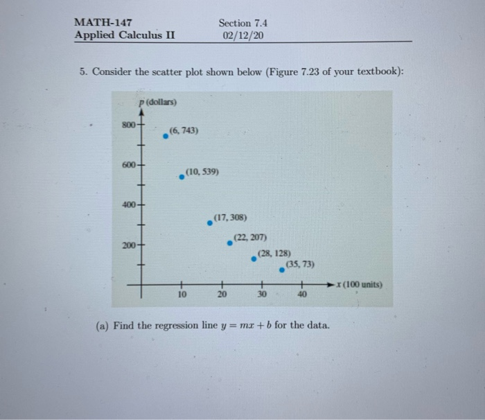 Solved MATH-147 Applied Calculus II Section 7.4 02/12/20 5. | Chegg.com