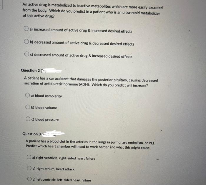 Solved An active drug is metabolized to inactive metabolites | Chegg.com