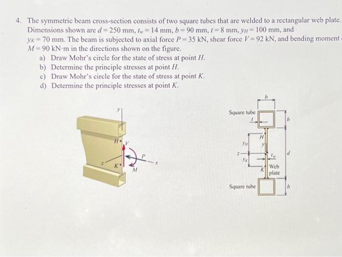 Solved 4. The symmetric beam cross-section consists of two | Chegg.com