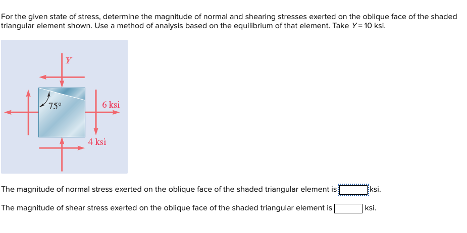 Solved For the given state of stress, determine the | Chegg.com