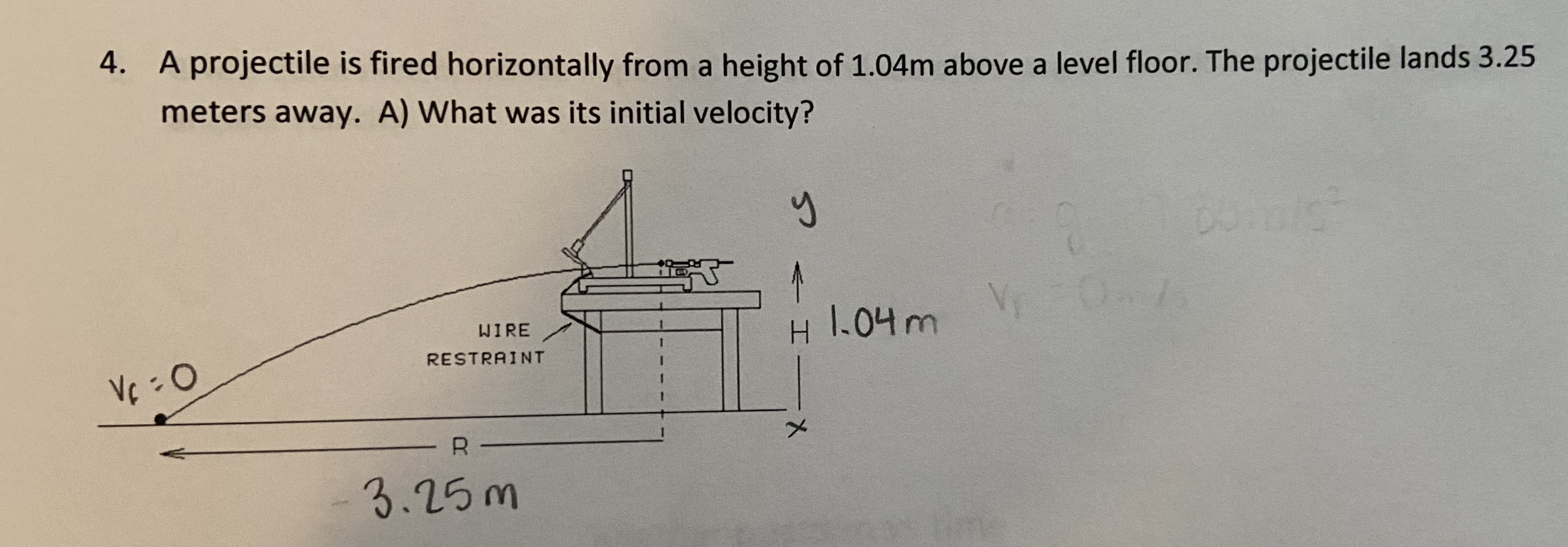 A projectile is fired horizontally from a height of | Chegg.com