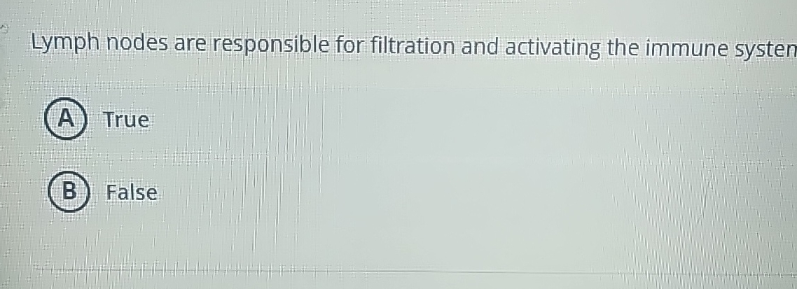Solved Lymph nodes are responsible for filtration and | Chegg.com