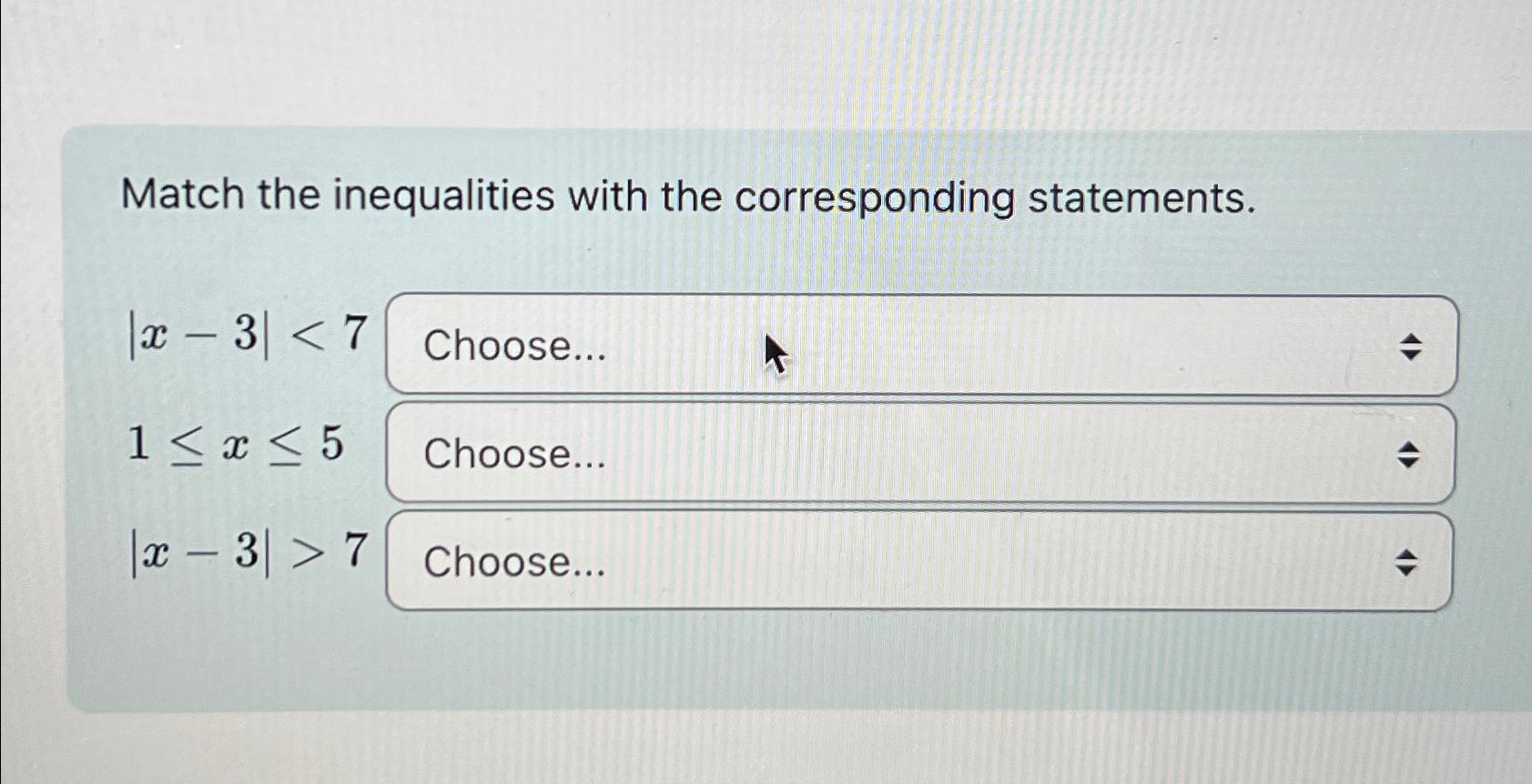 Solved Match the inequalities with the corresponding | Chegg.com