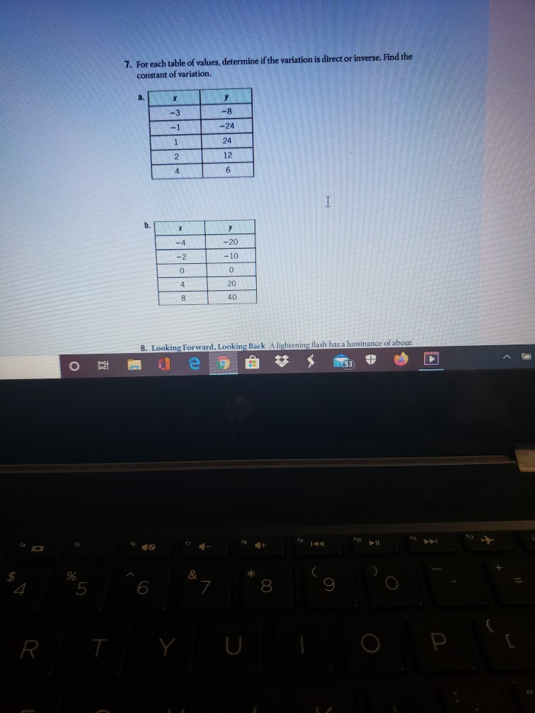 Solved 7. For each table of values, determine if the | Chegg.com