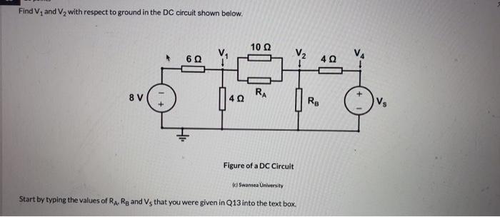 Solved Find V, and V2 with respect to ground in the DC | Chegg.com