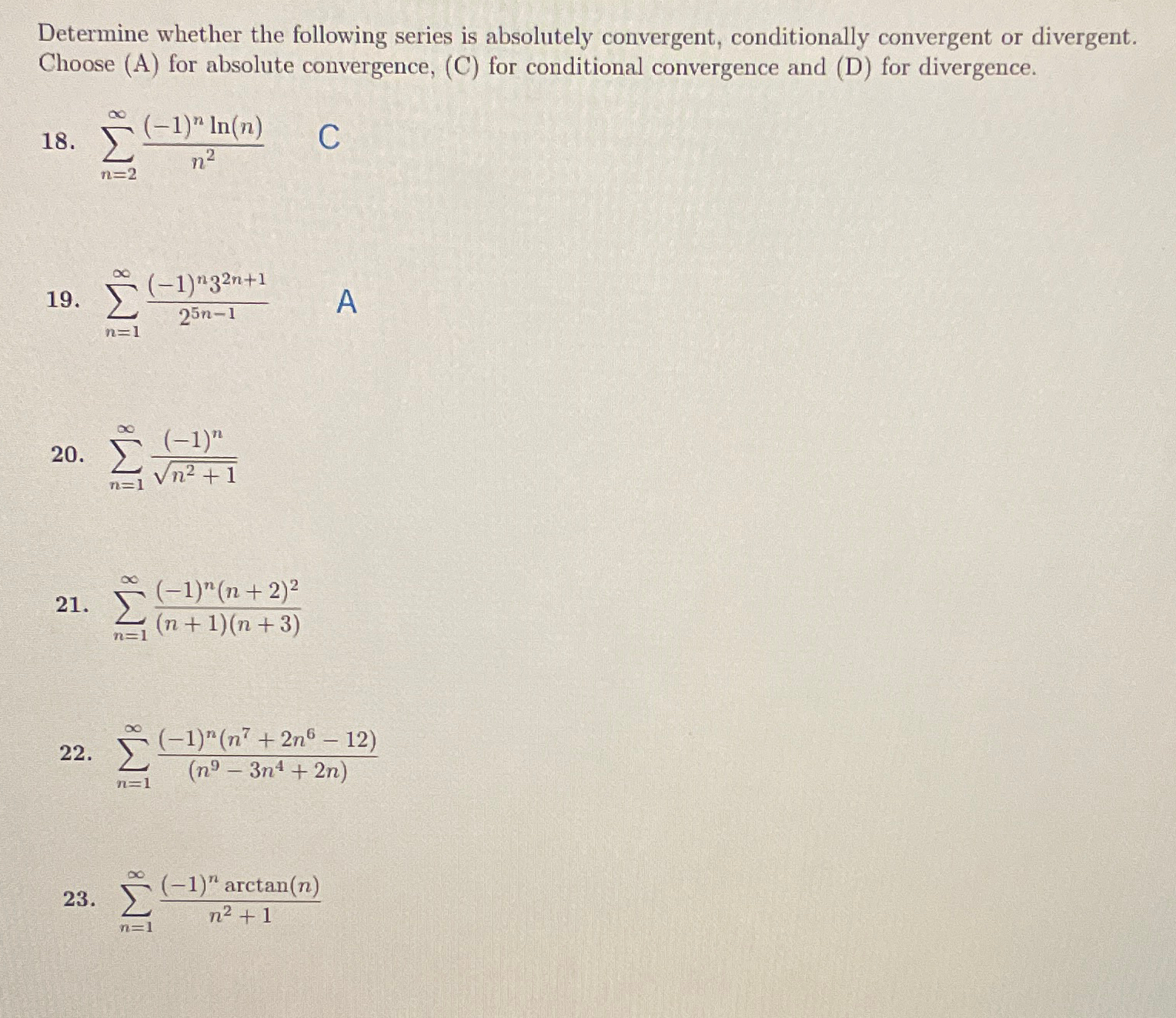 Solved You dont have to show steps, just put A, ﻿C, ﻿or D. | Chegg.com
