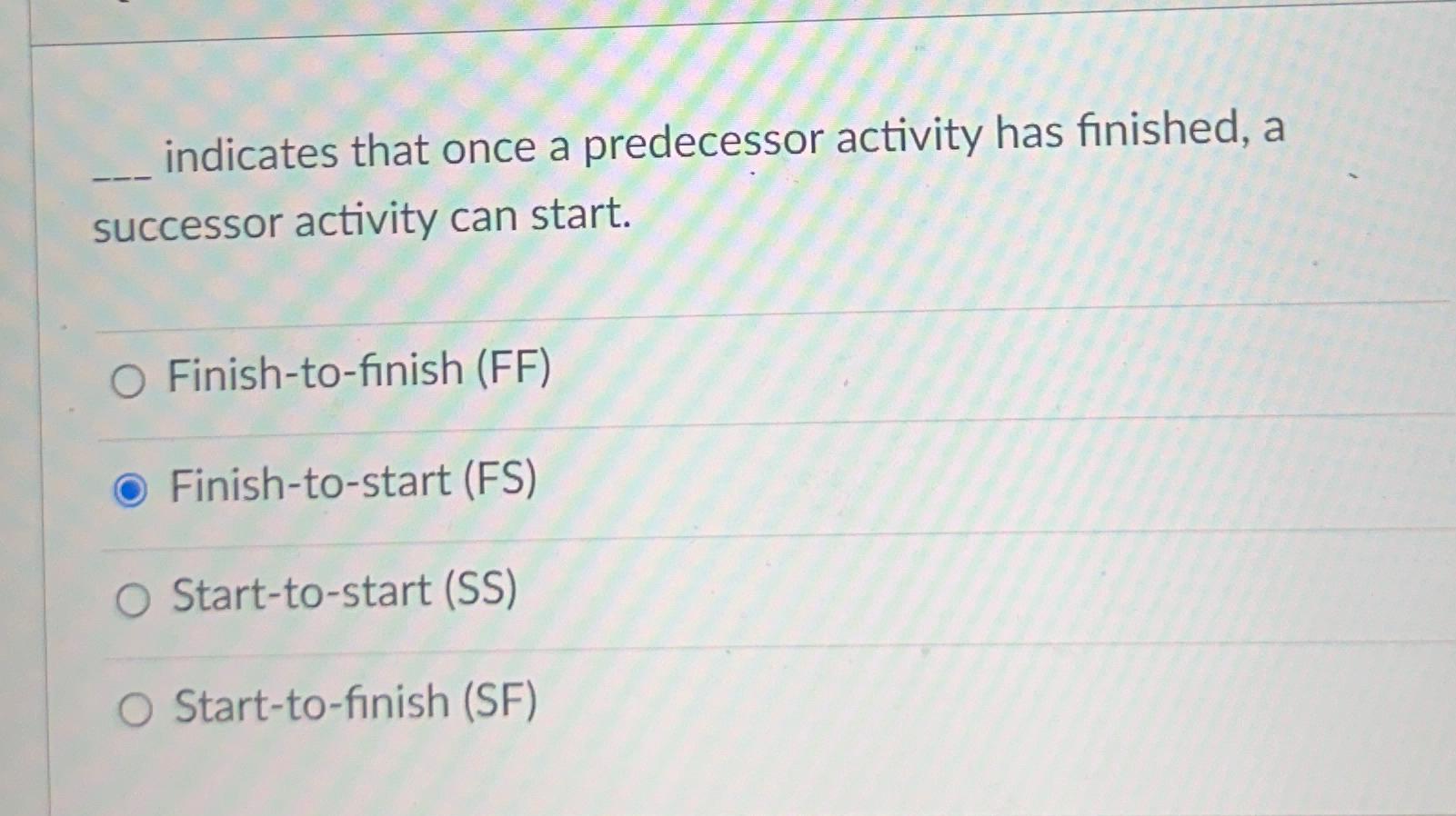 Solved indicates that once a predecessor activity has | Chegg.com