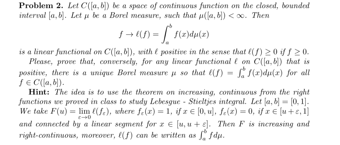 Solved Problem 2. ﻿Let C([a,b]) ﻿be a space of continuous | Chegg.com
