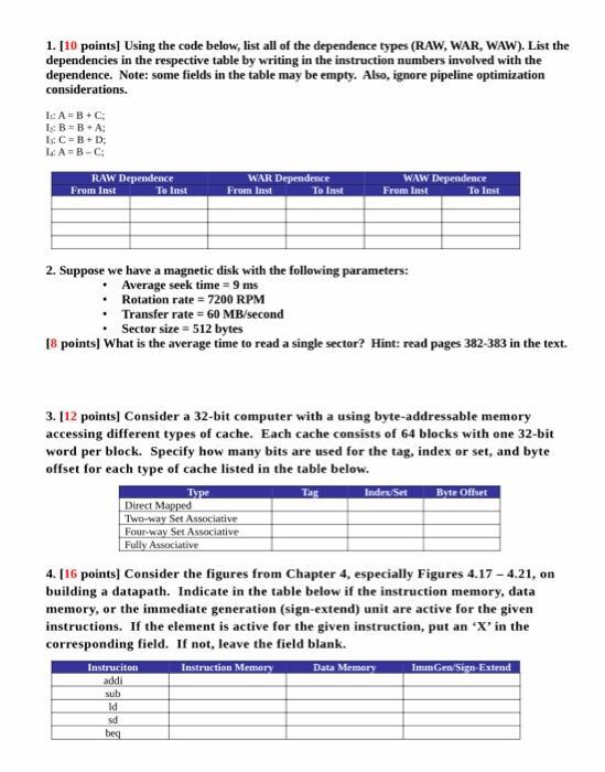 Solved 1. [10 points] Using the code below, list all of the | Chegg.com