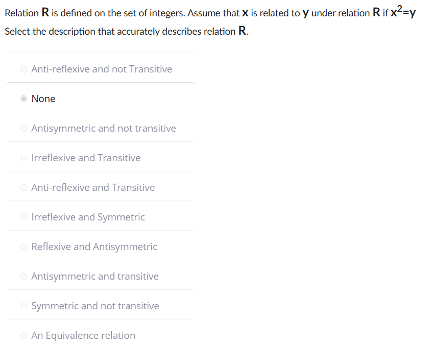 Solved Relation R is ﻿defined on ﻿the set of ﻿integers. | Chegg.com