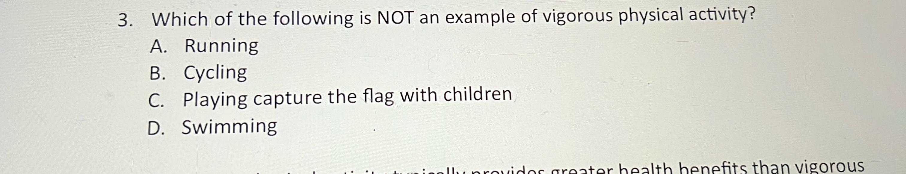 Solved Which of the following is NOT an example of vigorous | Chegg.com