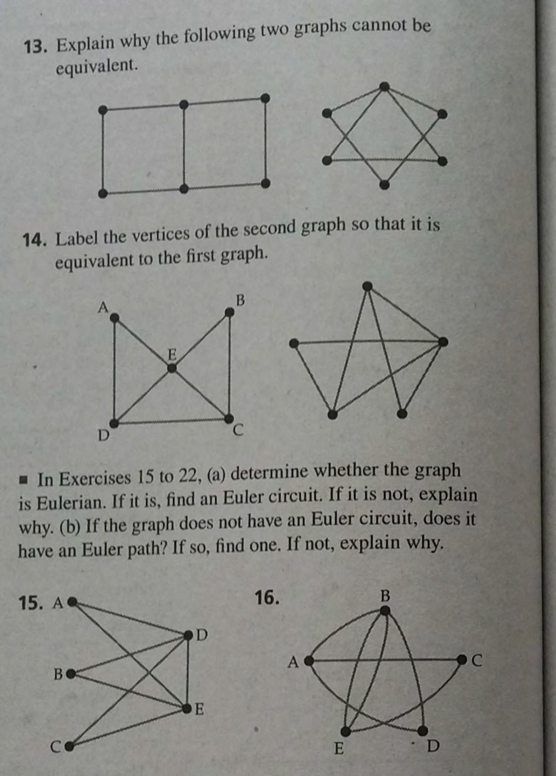 Solved 13. Explain why the following two graphs cannot be | Chegg.com
