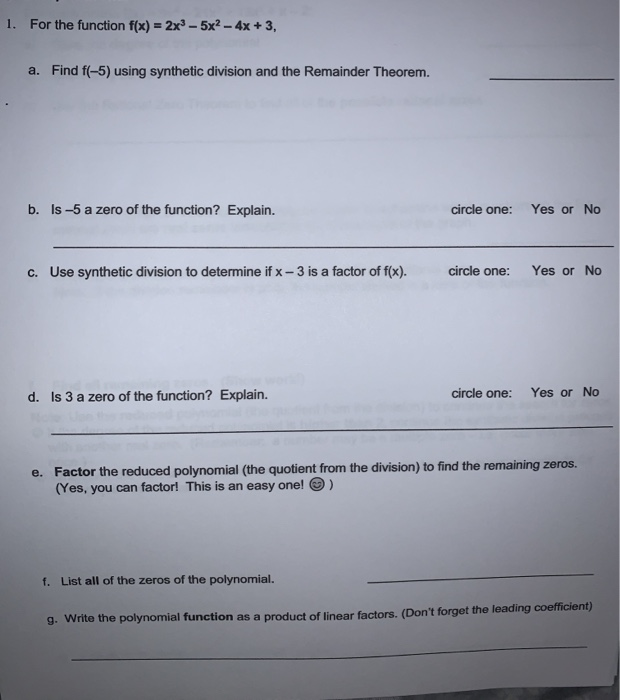 Solved 1. For the function f(x) = 2x3 - 5x2 - 4x +3, a. Find | Chegg.com