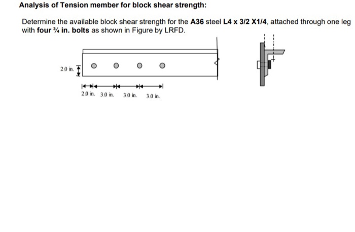 Solved Analysis of Tension member for block shear strength: | Chegg.com