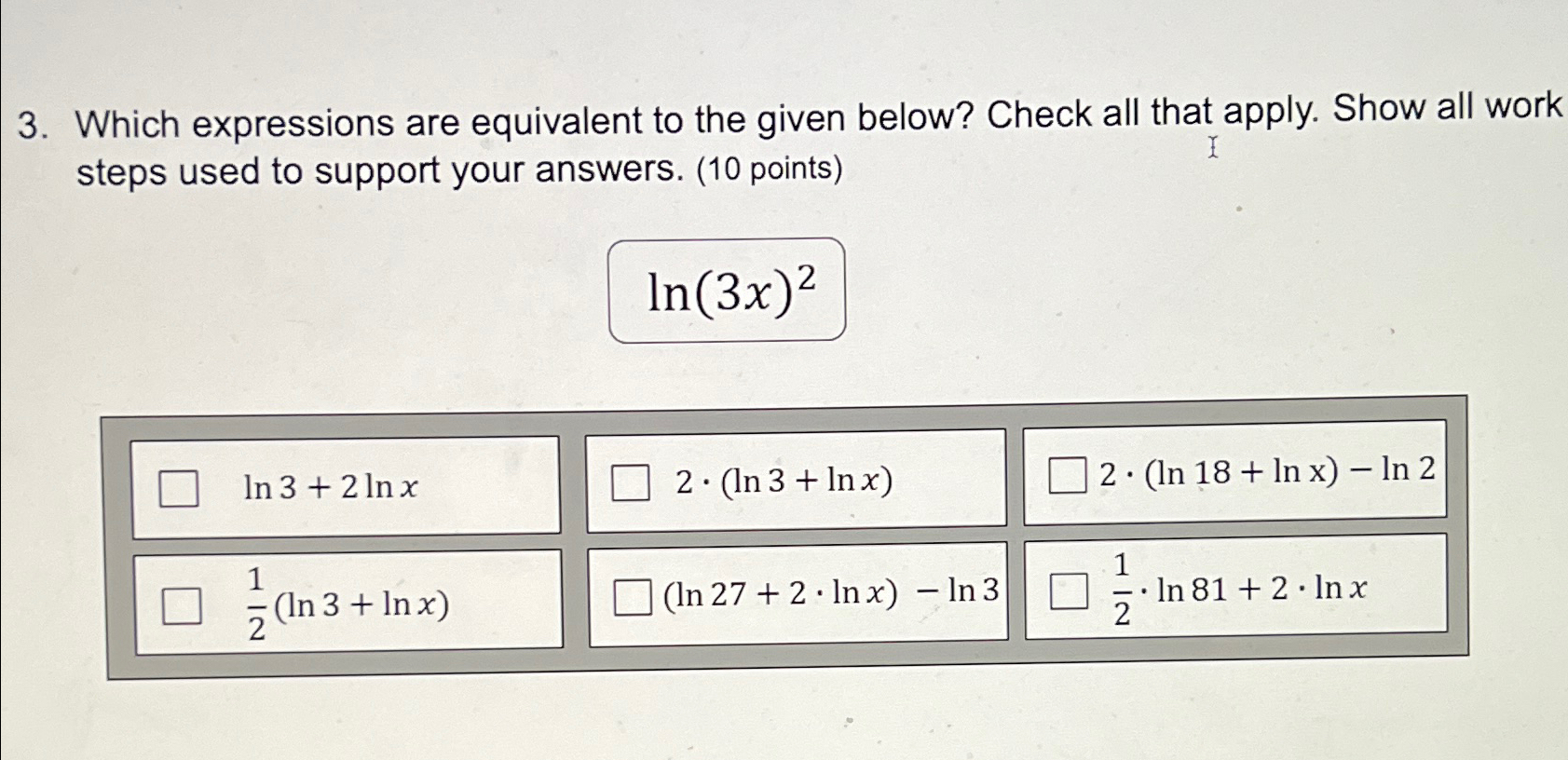 Solved Which expressions are equivalent to the given below? | Chegg.com