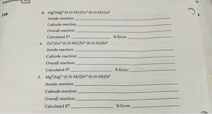 Solved A. Galvanic Cells Below is the notation for each cell | Chegg.com