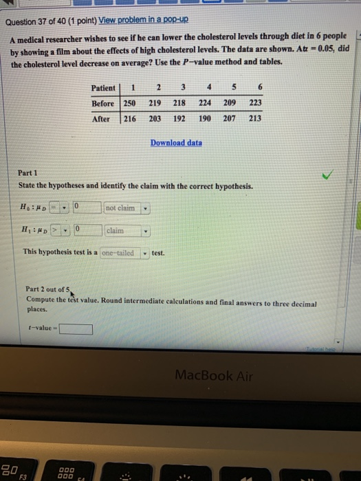 Solved Question 37 of 40 (1 point) View problem in a pop-up | Chegg.com