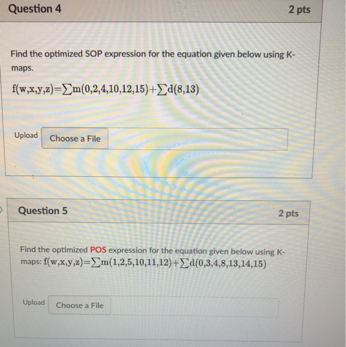 Solved Question 4 2 pts Find the optimized SOP expression | Chegg.com