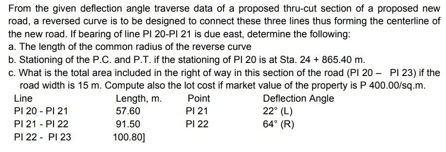 From the given deflection angle traverse data of a | Chegg.com