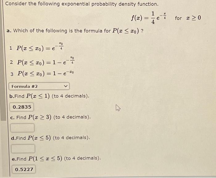 Solved Consider the following exponential probability | Chegg.com