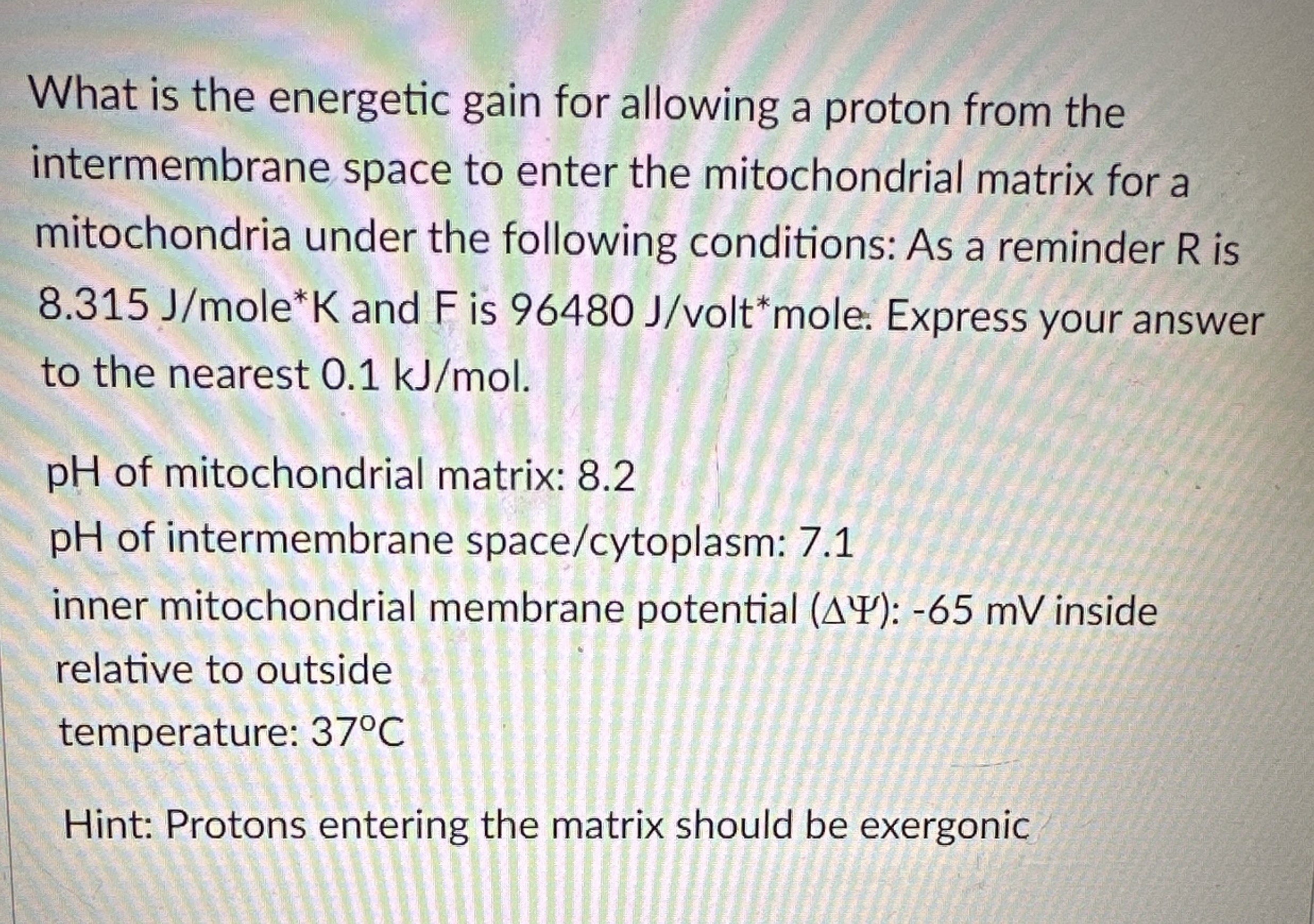Solved What is the energetic gain for allowing a proton from | Chegg.com