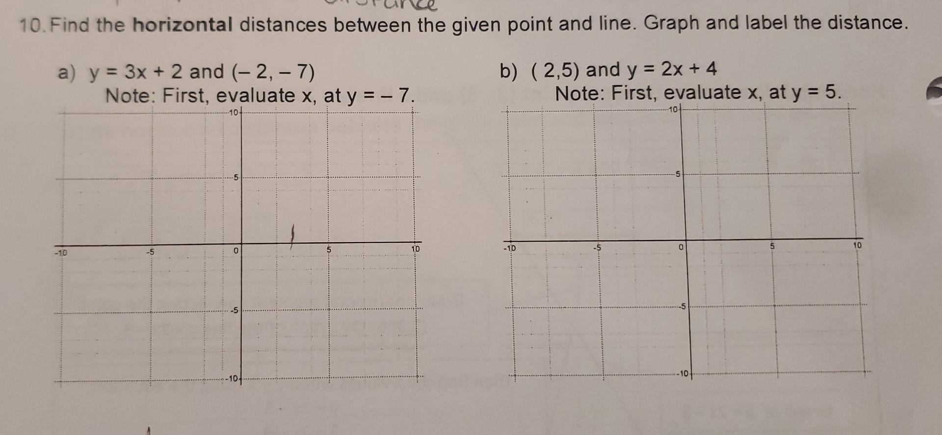 Solved 10. Find the horizontal distances between the given | Chegg.com