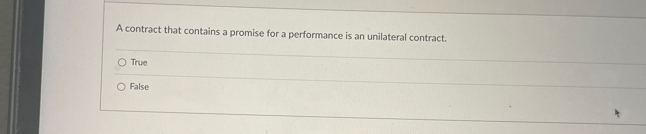 Solved A contract that contains a promise for a performance | Chegg.com