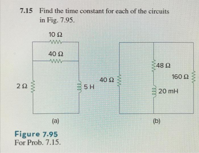 Solved 7.15 Find the time constant for each of the circuits | Chegg.com