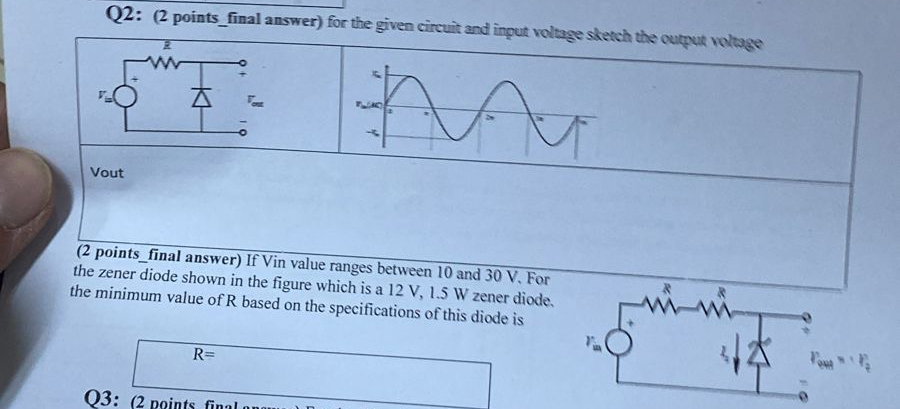 Solved Q2: (2 ﻿points_final answer) ﻿for the given circuit | Chegg.com