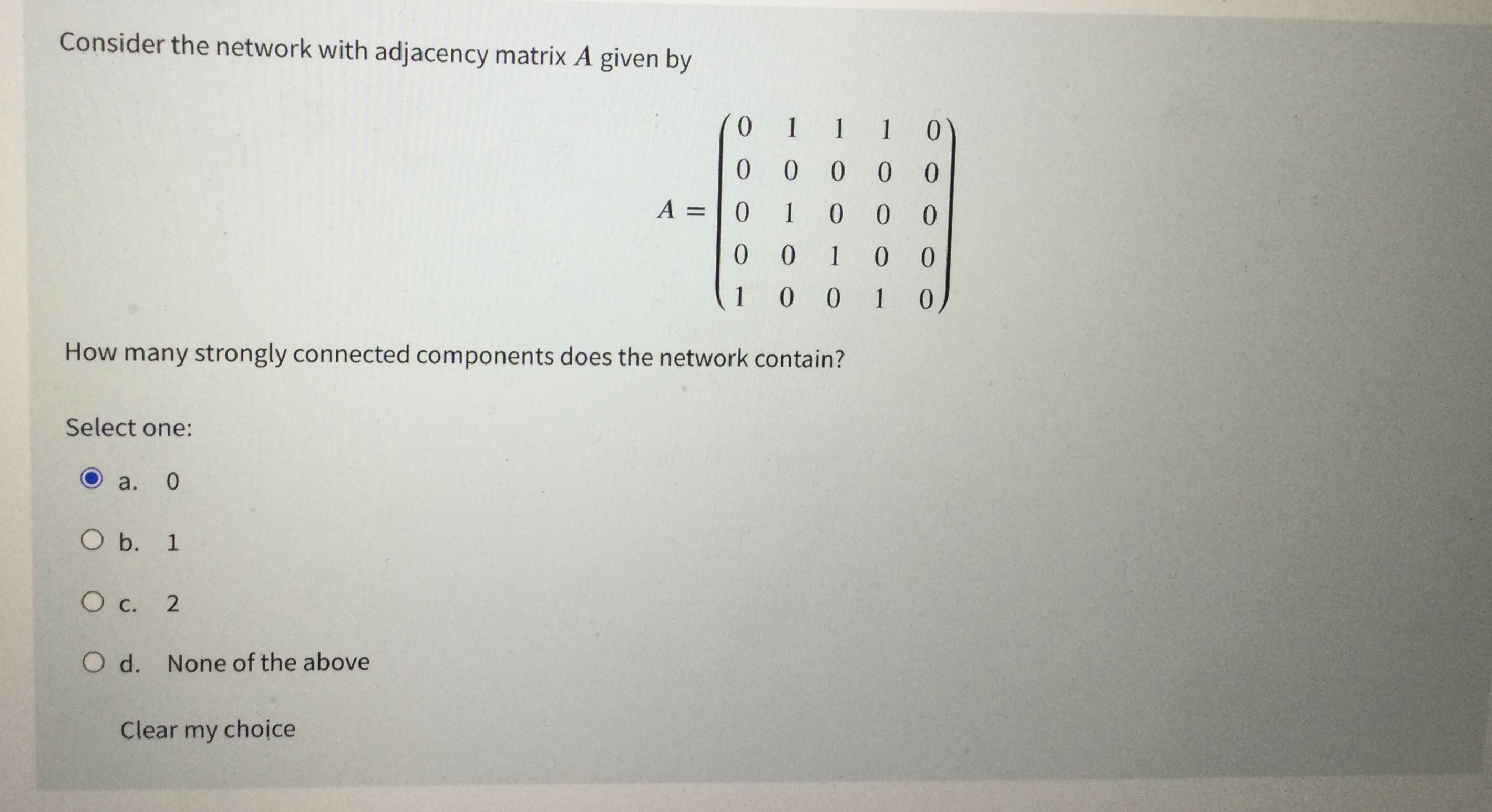 Solved Consider the network with adjacency matrix A given | Chegg.com Solved Consider the network with adjacency matrix A given | Chegg.com