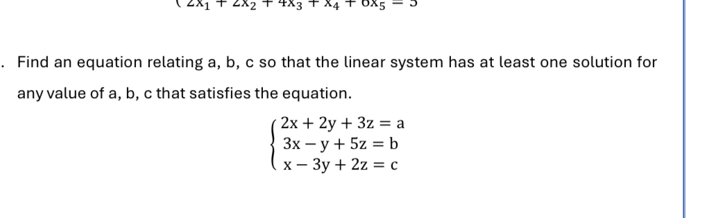 Solved Find an equation relating a, ﻿b, ﻿c so that the | Chegg.com