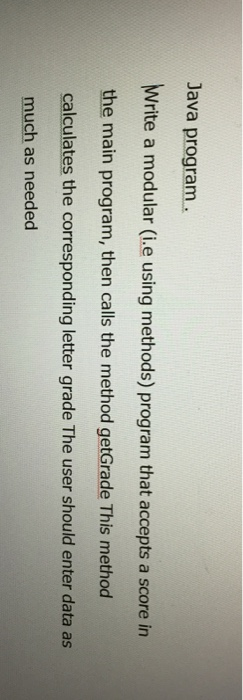 Solved Java program Write a modular (i.e using methods) | Chegg.com